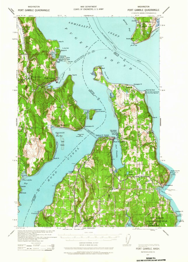 Port Gamble, WA (1937, 62500-Scale) Map by United States Geological ...