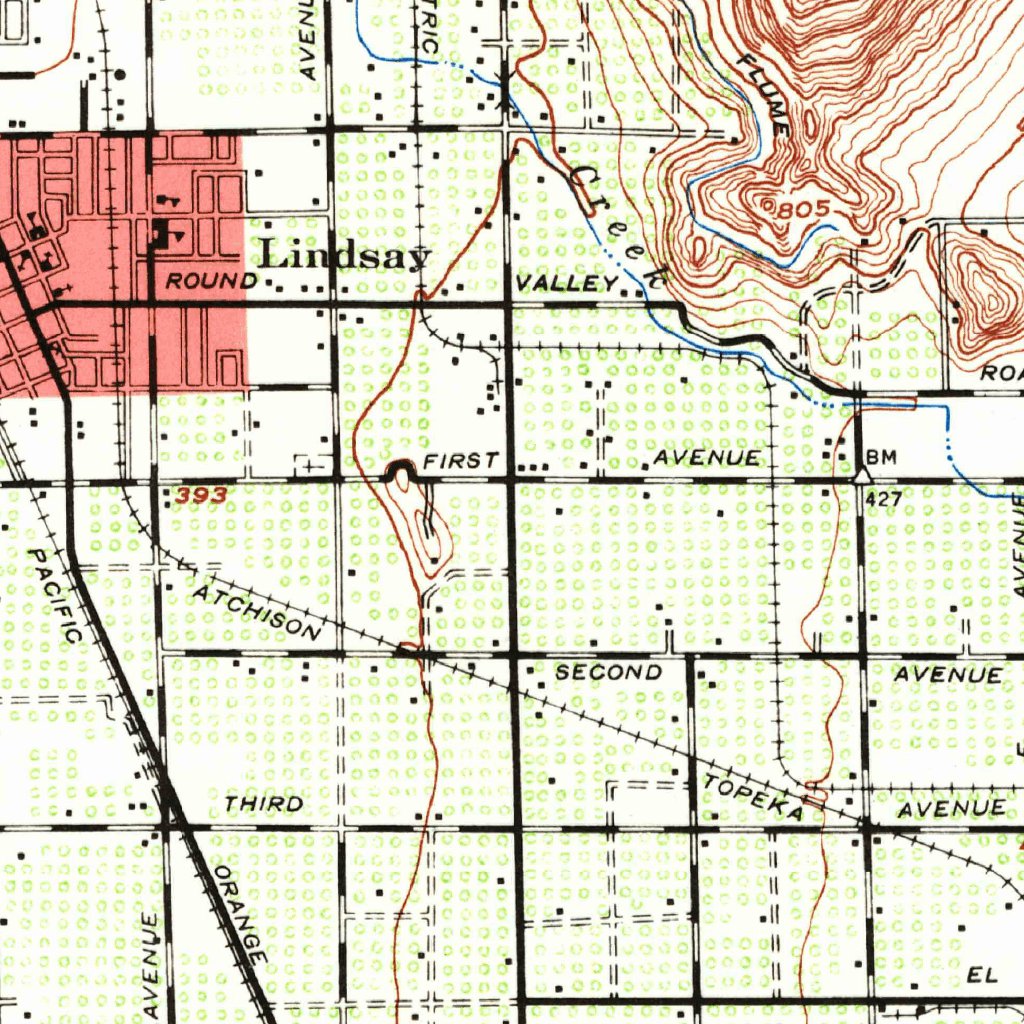 Porterville, CA (1942, 62500-Scale) Map by United States Geological ...
