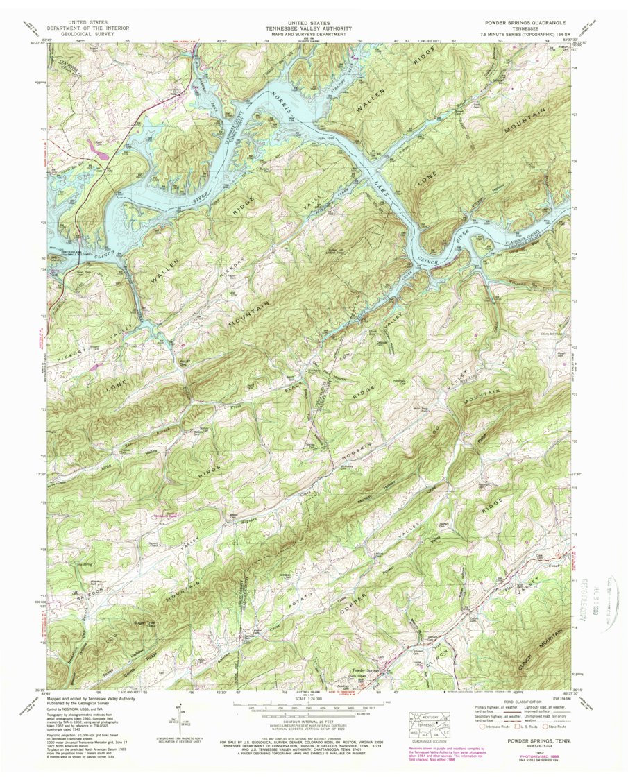 Powder Springs, TN (1952, 24000-Scale) Map by United States Geological ...