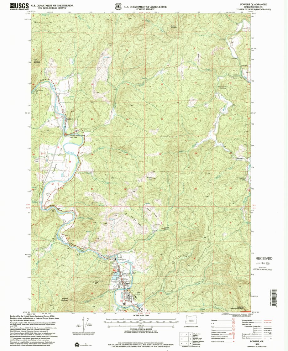 Powers, OR (1998, 24000-Scale) Map by United States Geological Survey ...