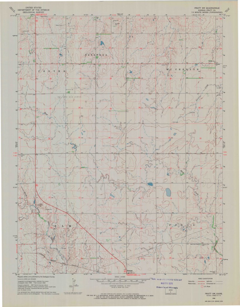 Pratt SW, KS (1968, 24000-Scale) Map by United States Geological Survey ...