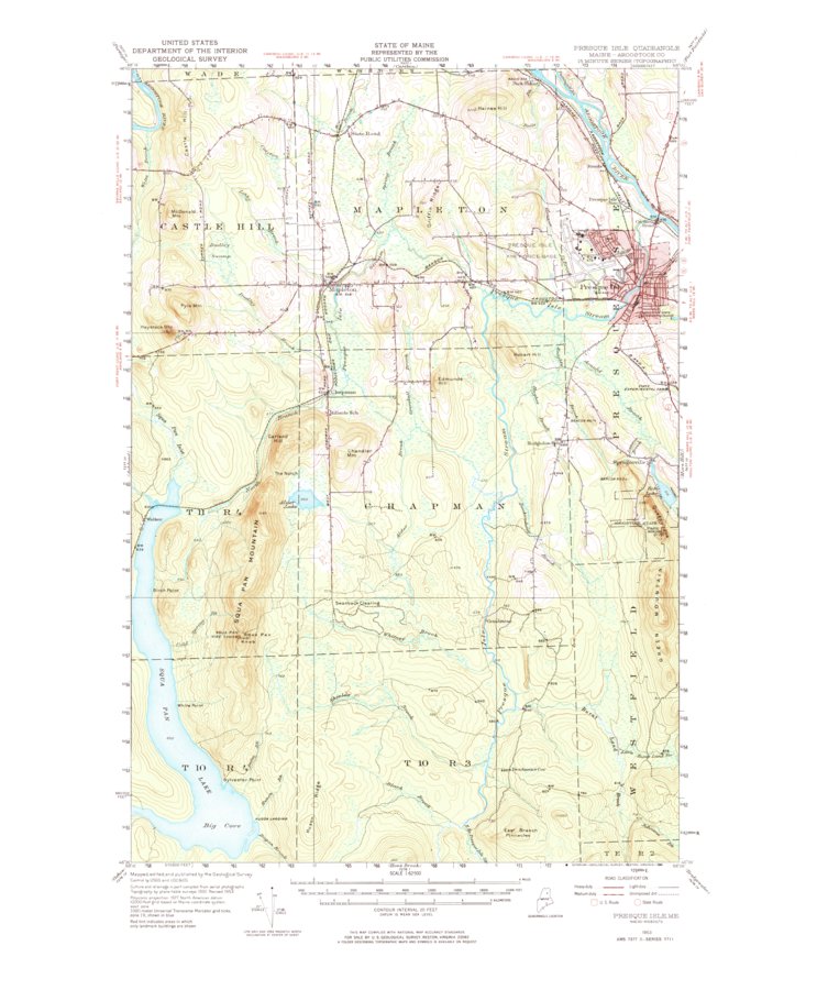 Presque Isle, ME (1953, 62500-Scale) Map by United States Geological ...
