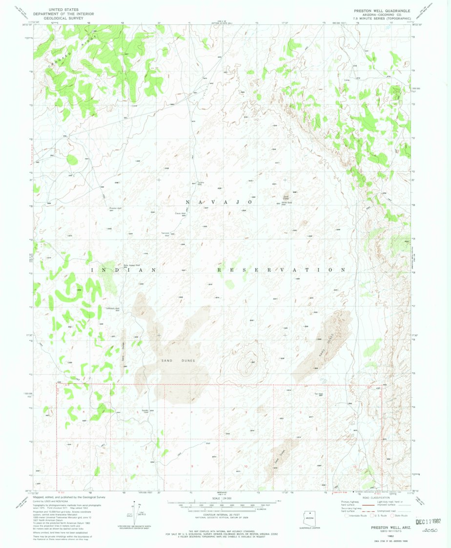 Preston Well, AZ (1982, 24000-Scale) Map by United States Geological ...