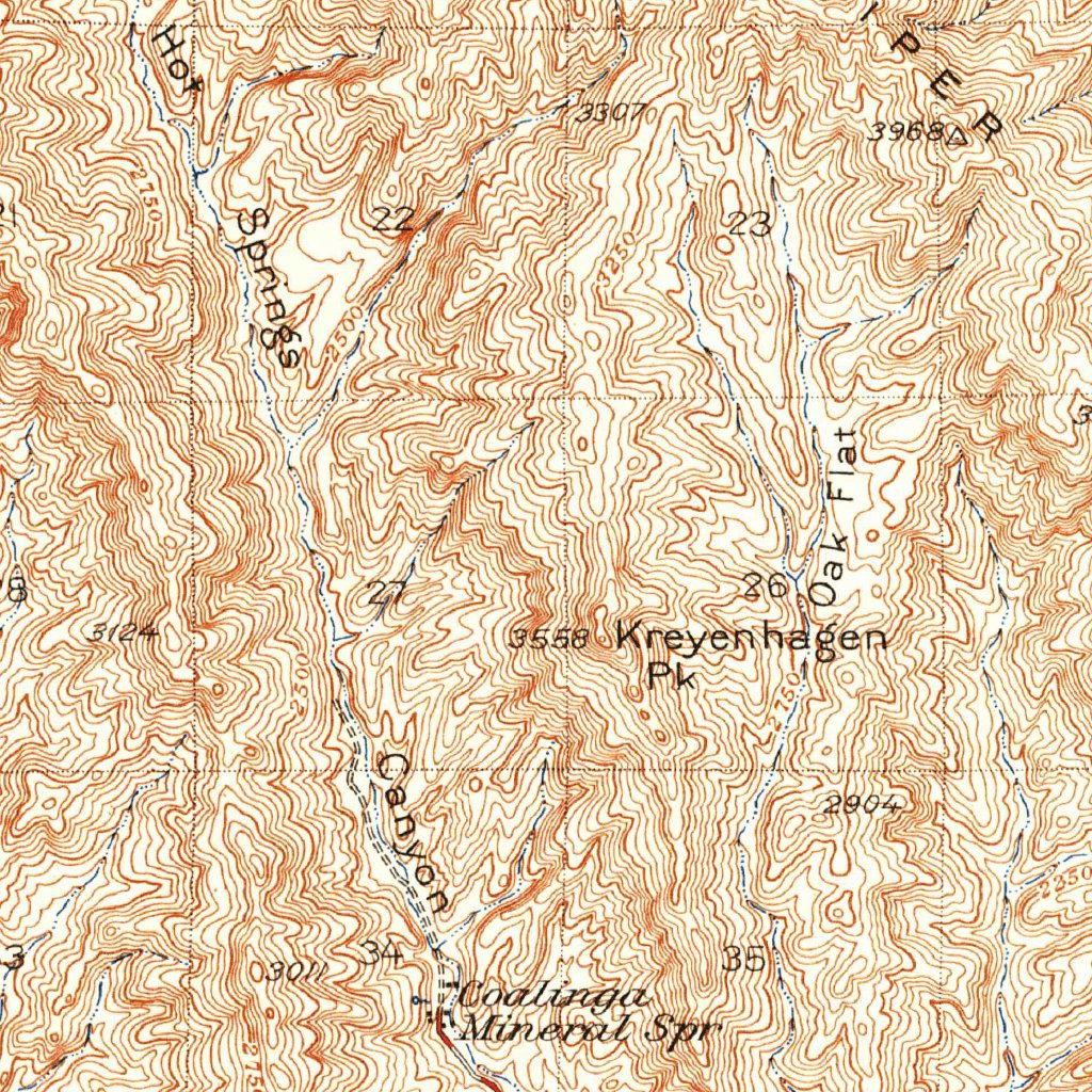 Priest Valley, CA (1941, 62500-Scale) Map by United States Geological ...