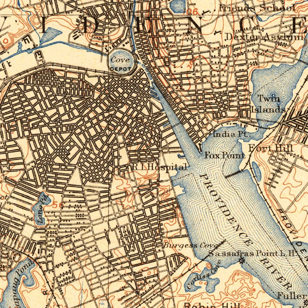 Providence, RI-MA (1889, 62500-Scale) Map by United States Geological ...