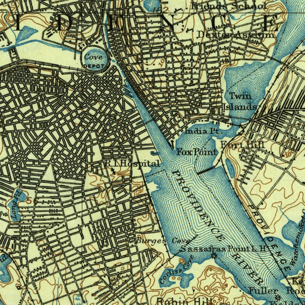 Providence, RI-MA (1894, 62500-Scale) Map by United States Geological ...