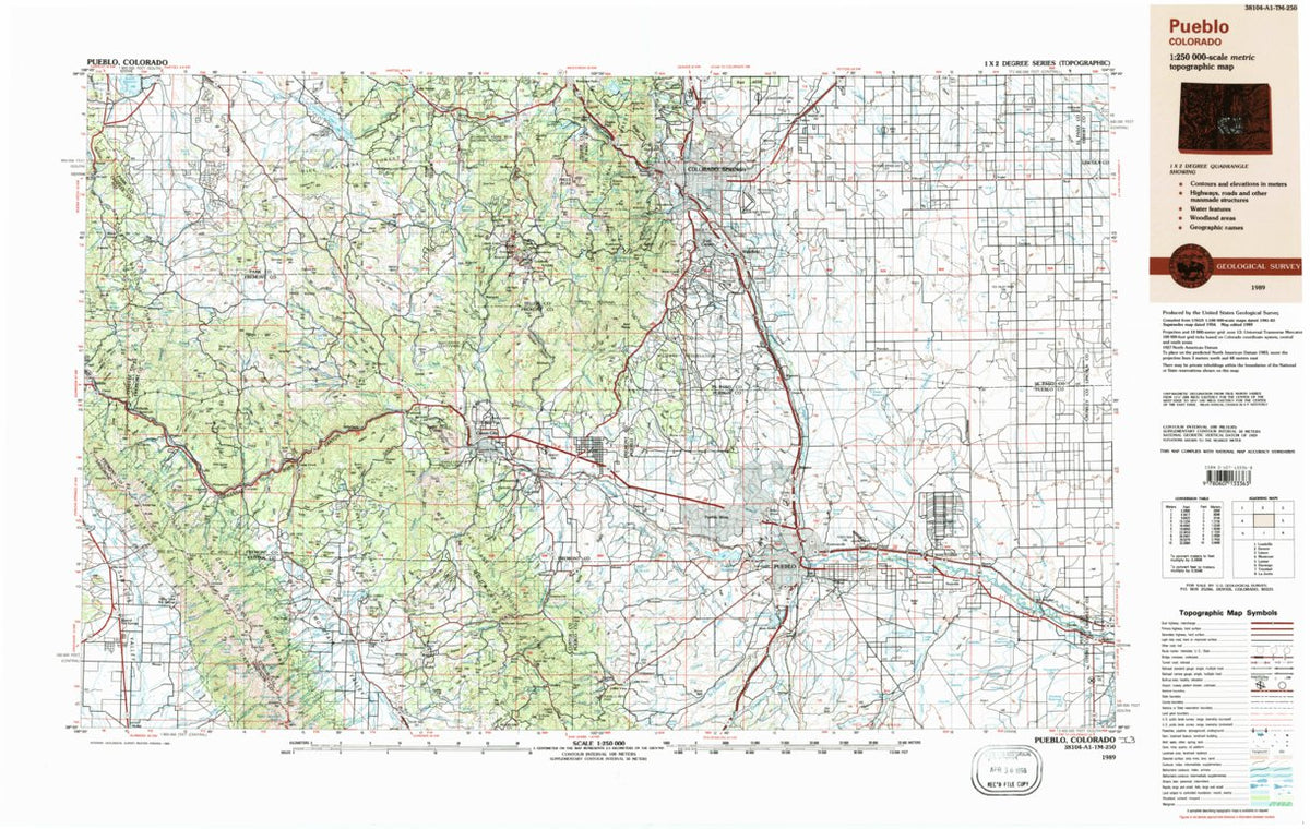 Pueblo, CO (1989, 250000-Scale) Map by United States Geological Survey ...