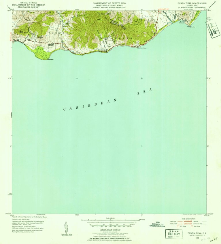 Punta Tuna, PR (1952, 30000-Scale) Map by United States Geological ...