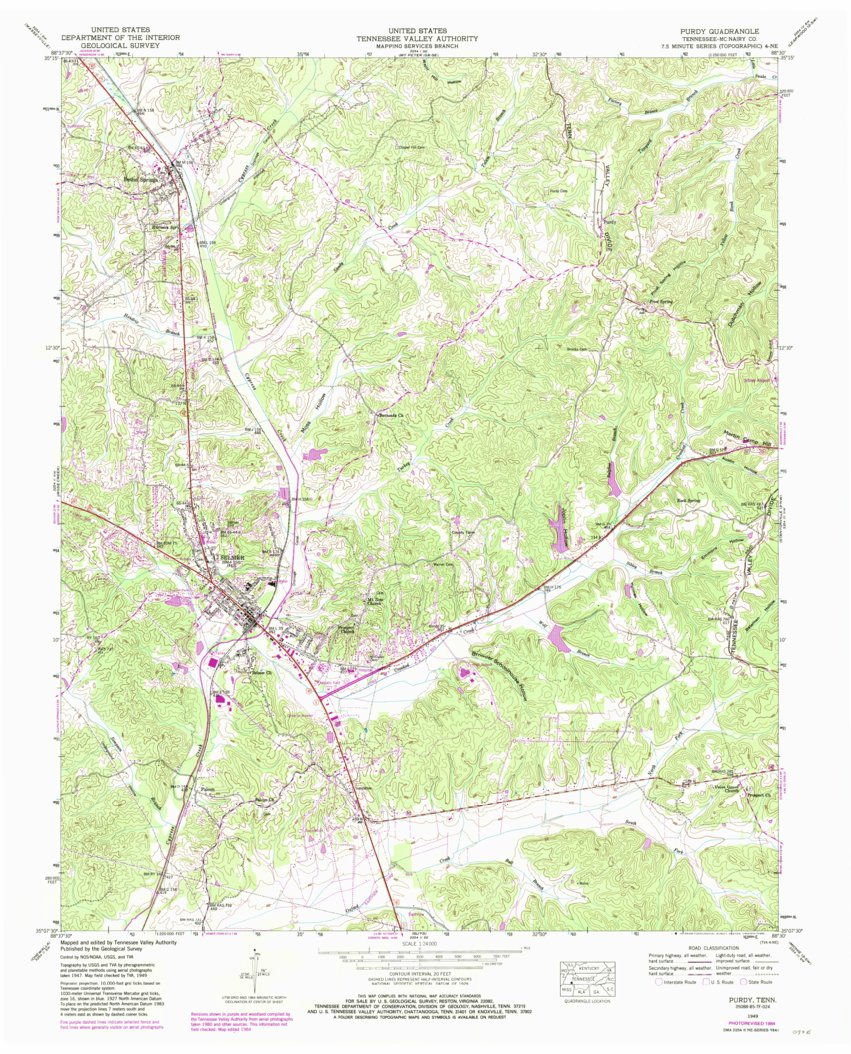 Purdy, TN (1949, 24000-Scale) Map by United States Geological Survey ...