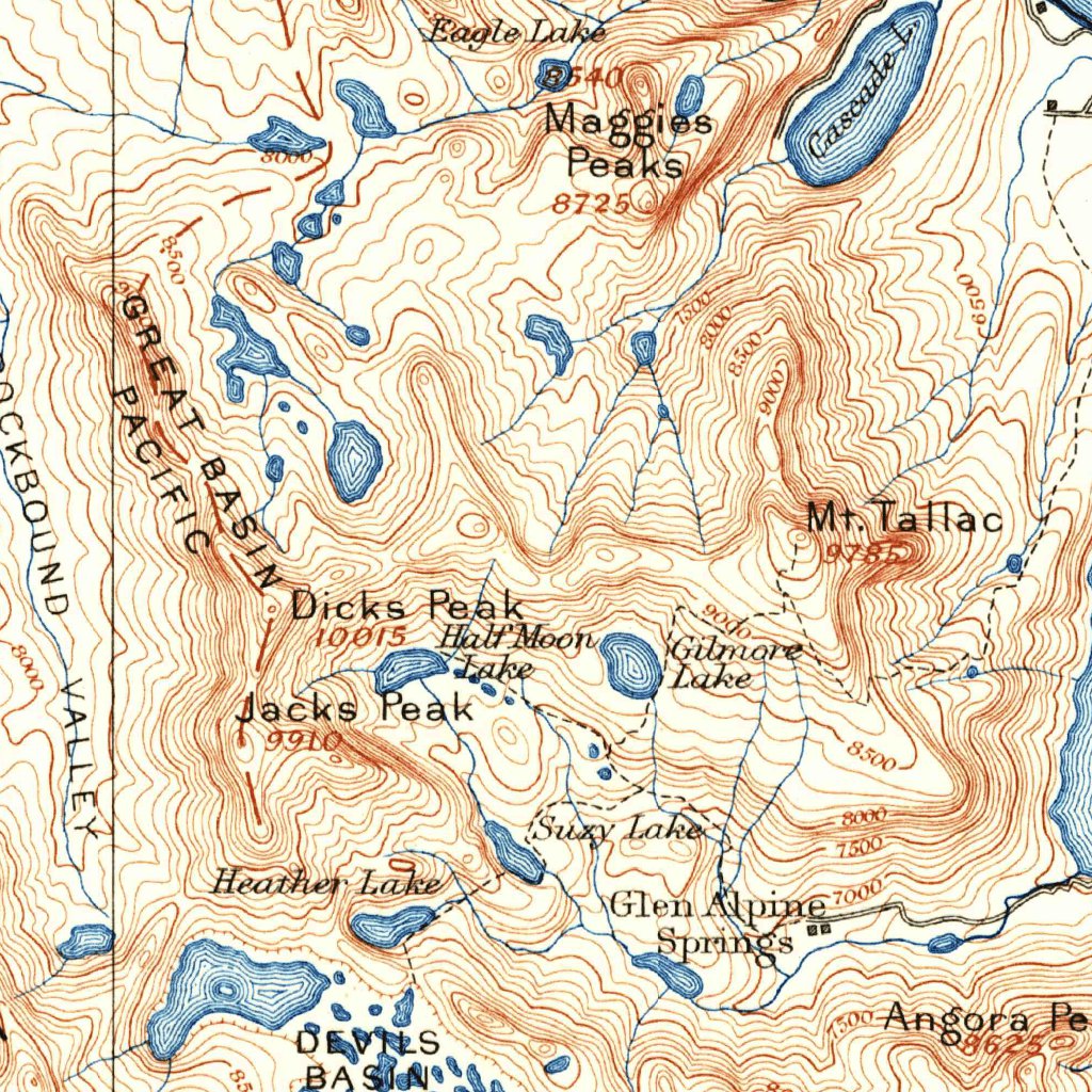 Pyramid Peak, CA-NV (1889, 125000-Scale) Map by United States ...