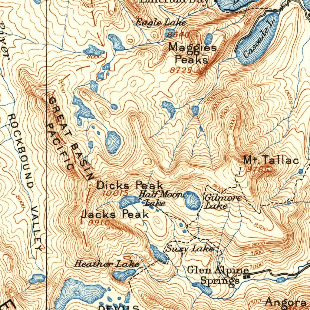 Pyramid Peak, CA-NV (1896, 125000-Scale) Map by United States ...