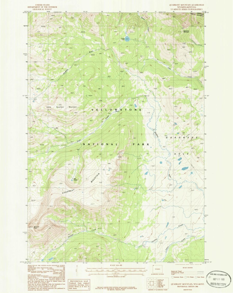 Quadrant Mountain, WY-MT (1986, 24000-Scale) Map by United States ...