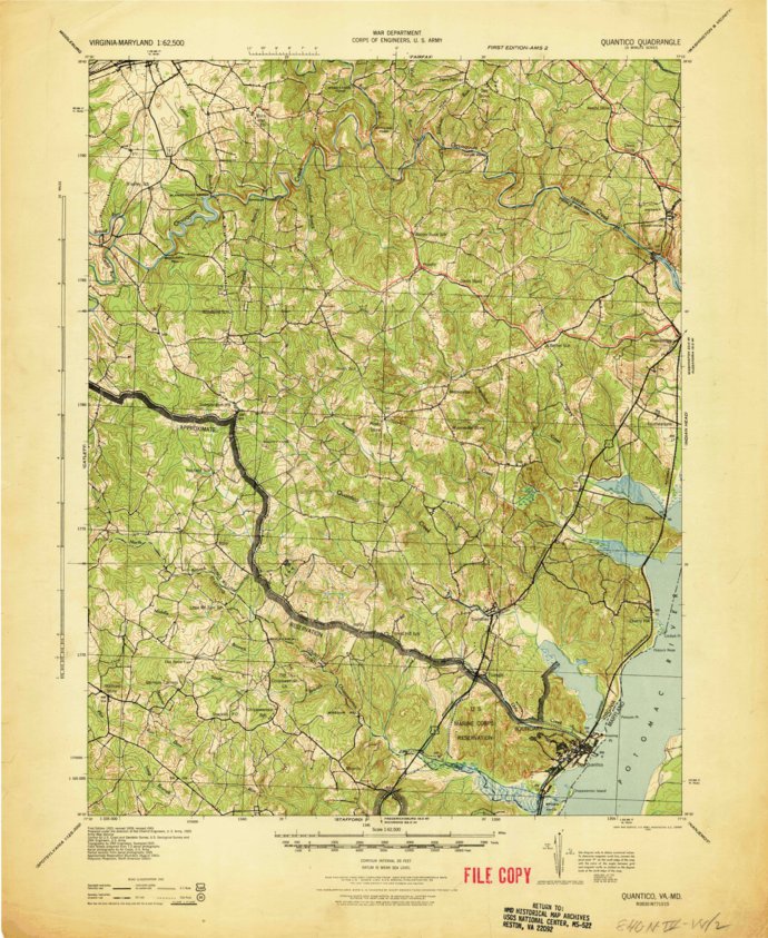Quantico, VA-MD (1943, 62500-Scale) Map by United States Geological ...