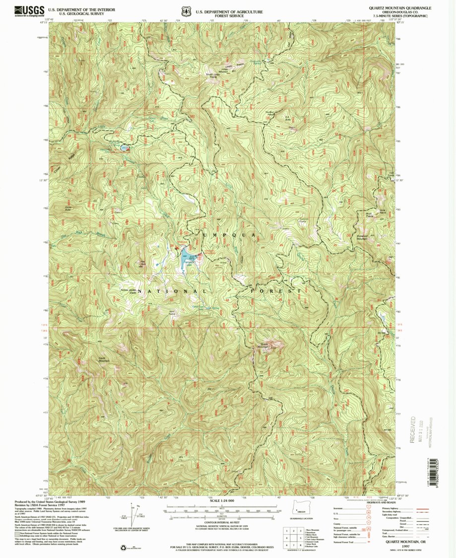 Quartz Mountain, OR (1997, 24000-Scale) Map by United States Geological ...