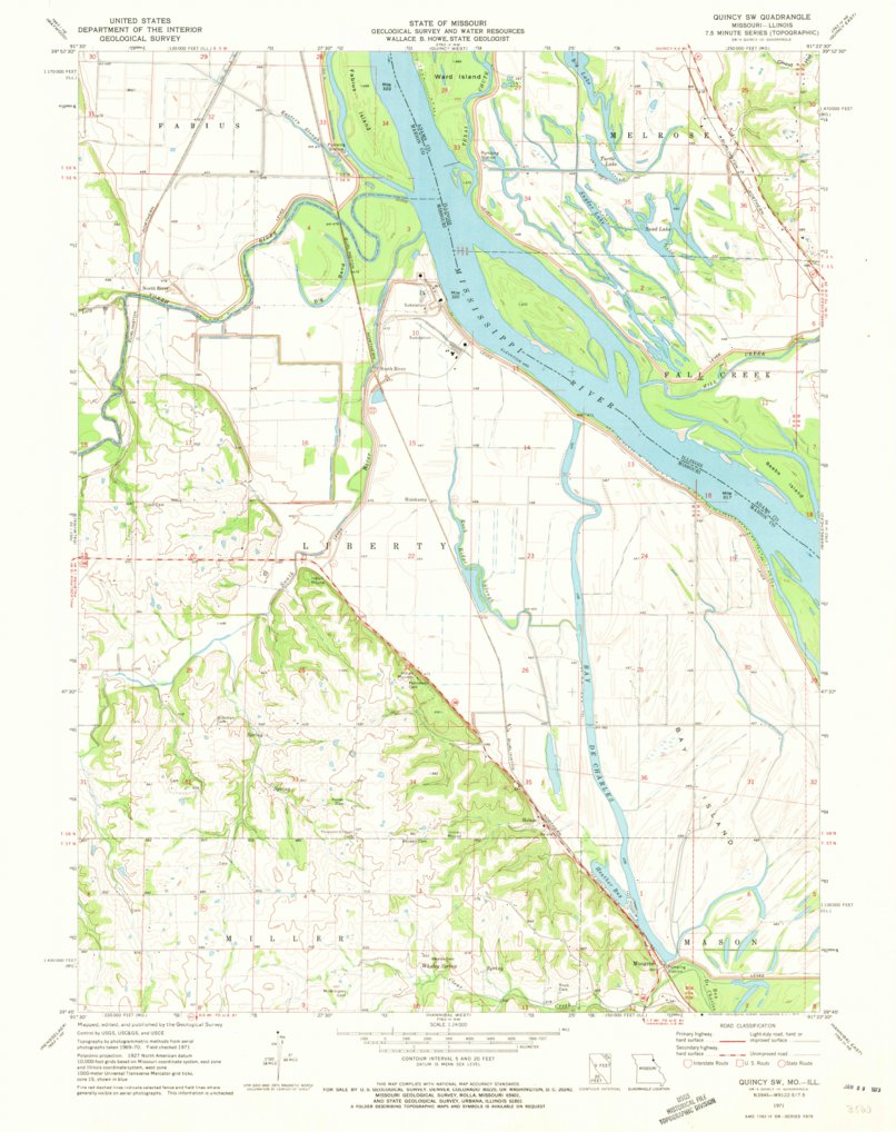 Quincy SW, MO-IL (1971, 24000-Scale) Map by United States Geological ...
