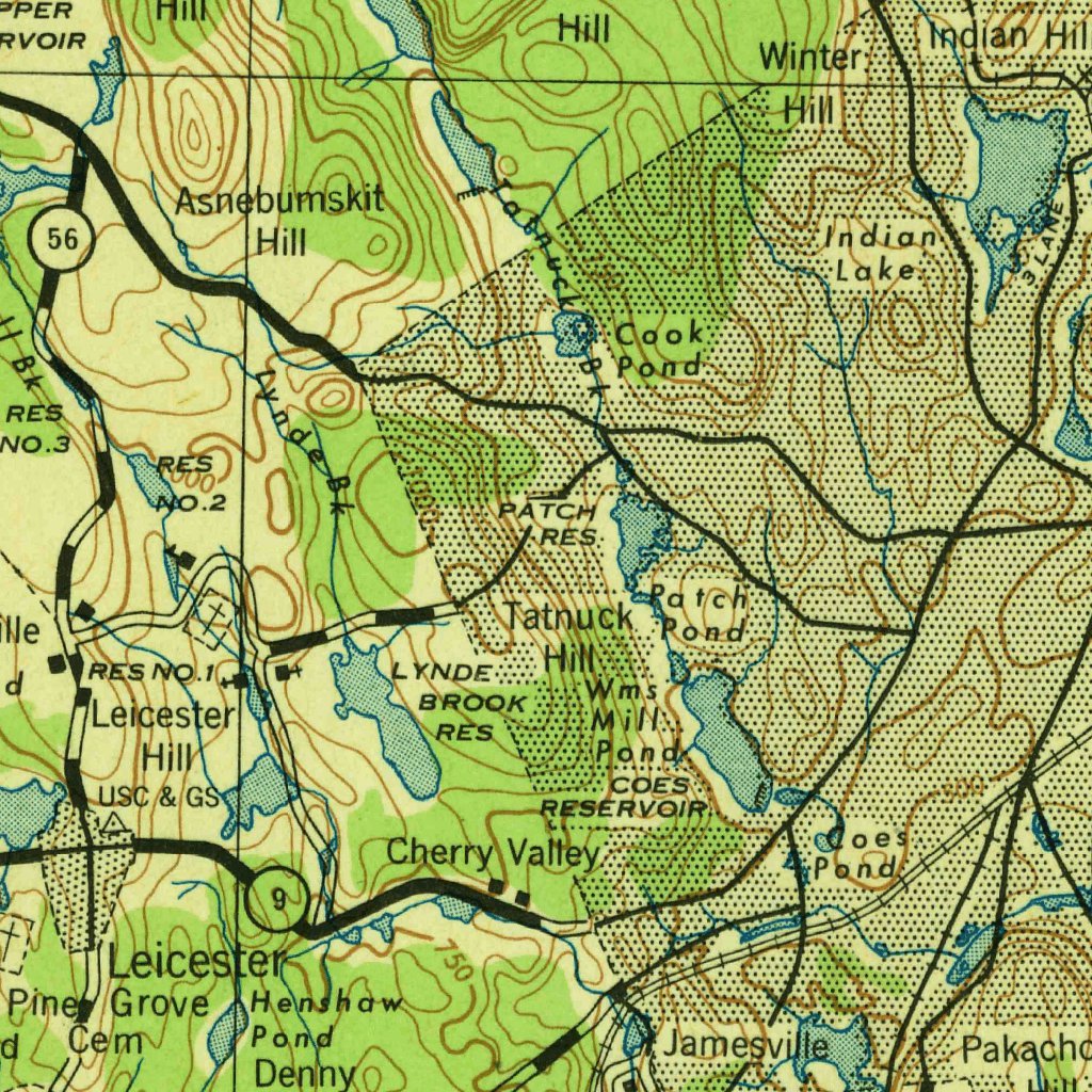 Quinsicamond, MA-CT-RI (1943, 125000-Scale) Map by United States ...