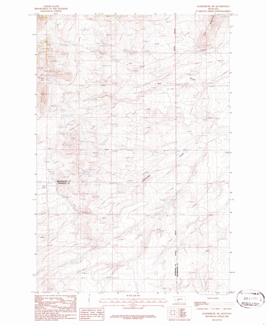 Radersburg SW, MT (1986, 24000-Scale) Map by United States Geological ...