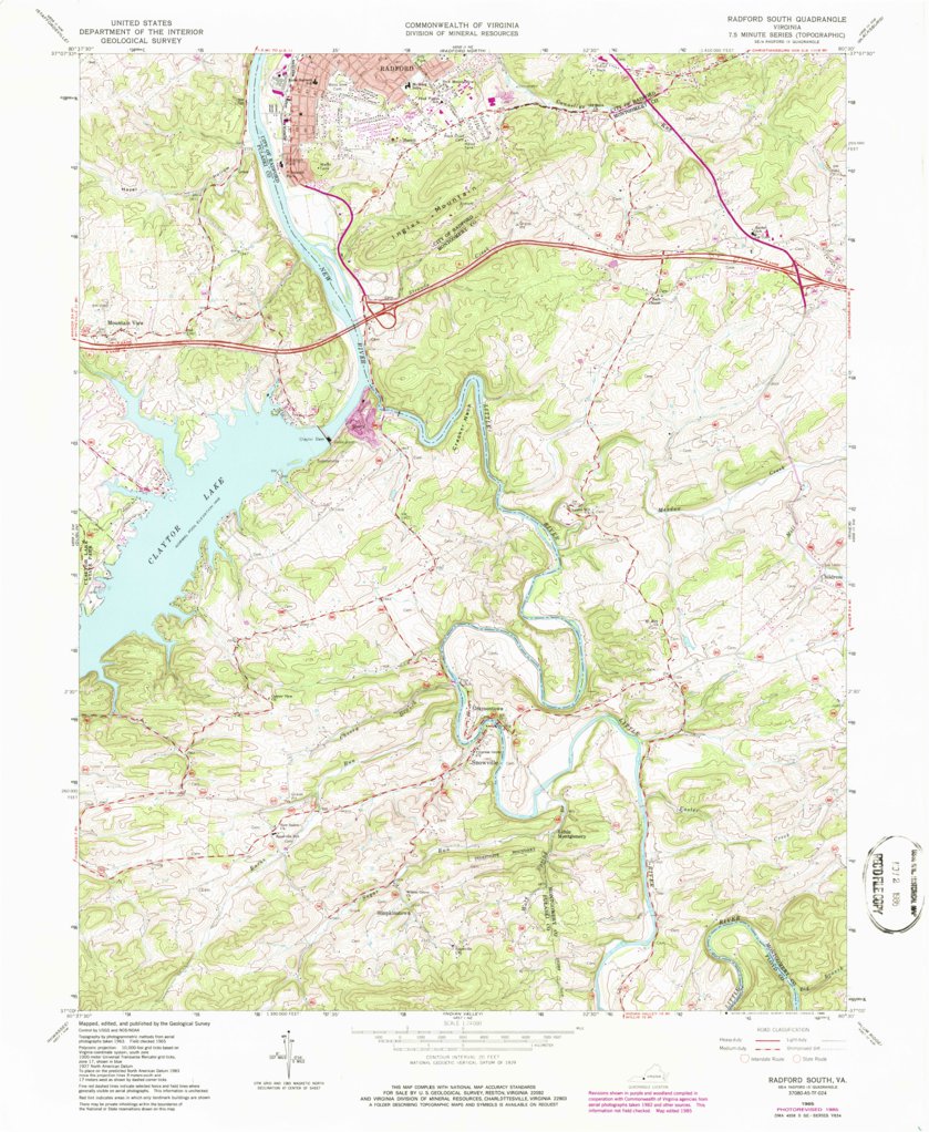 Radford South, VA (1965, 24000-Scale) Map by United States Geological ...