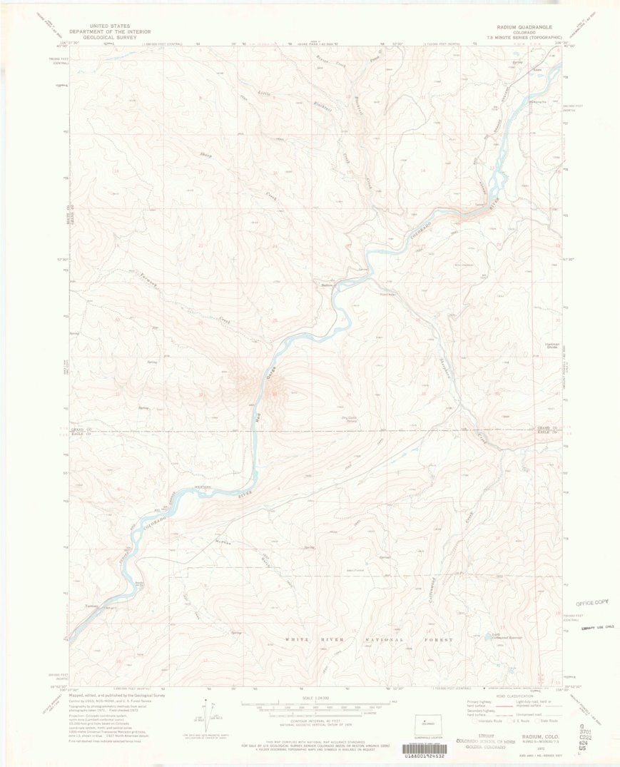 Radium, CO (1972, 24000-Scale) Map by United States Geological Survey ...
