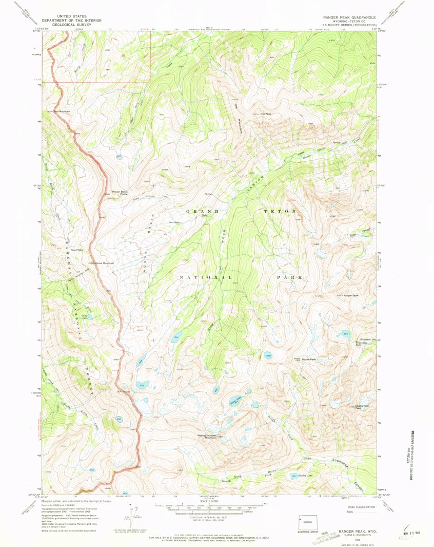 Ranger Peak, WY (1968, 24000-Scale) Map by United States Geological ...