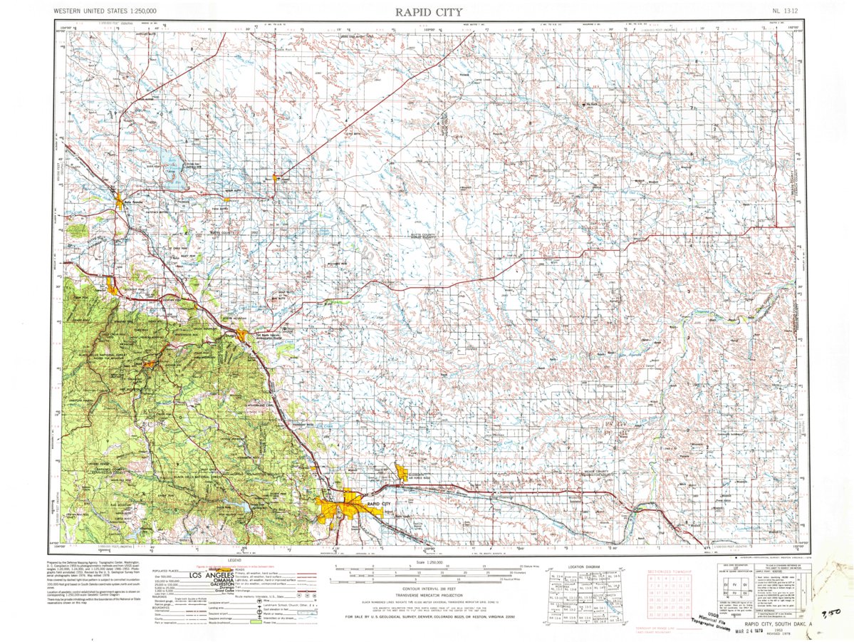 Rapid City, SD (1953, 250000-Scale) Map by United States Geological ...
