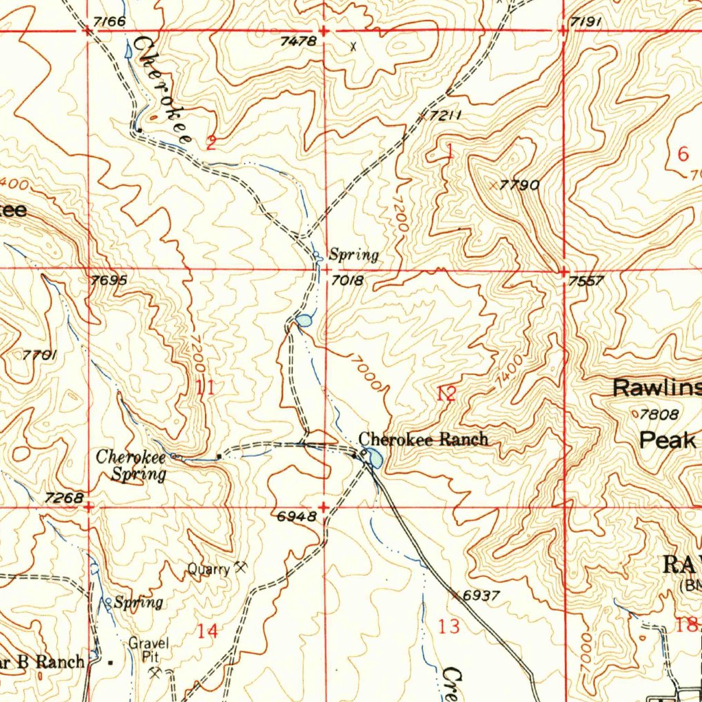 Rawlins Peak, WY (1956, 62500-Scale) Map by United States Geological ...