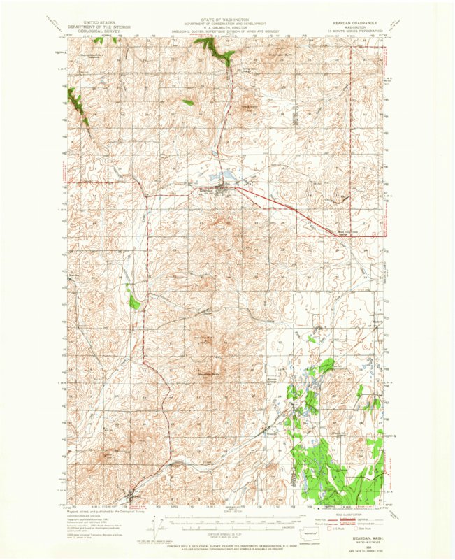 Reardan, WA (1953, 62500-Scale) Map by United States Geological Survey ...