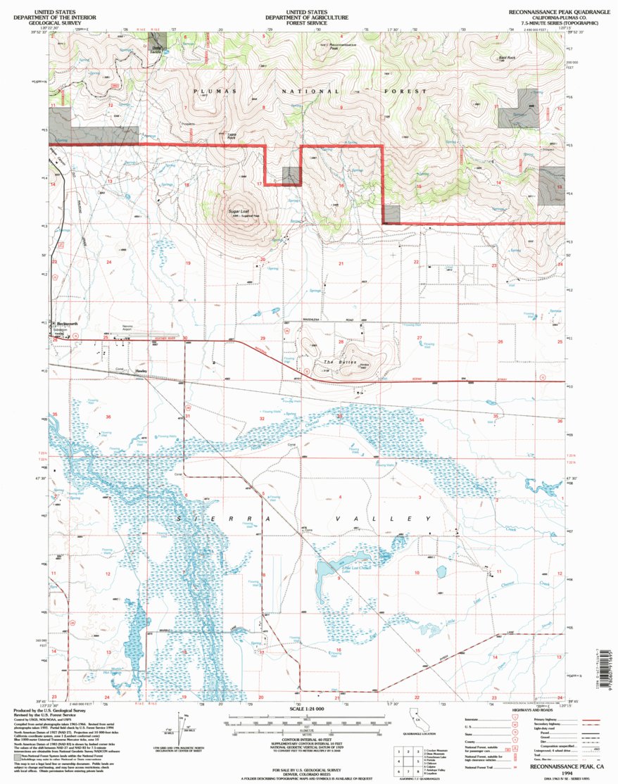 Reconnaissance Peak, CA (1994, 24000-Scale) Map by United States ...