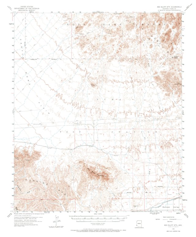 Red Bluff Mountain, AZ (1955, 62500-Scale) Map by United States ...