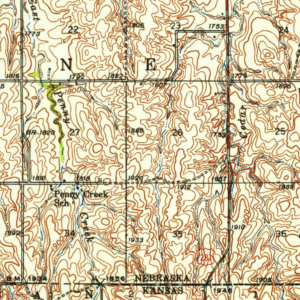 Red Cloud, NE-KS (1940, 62500-Scale) Map by United States Geological ...