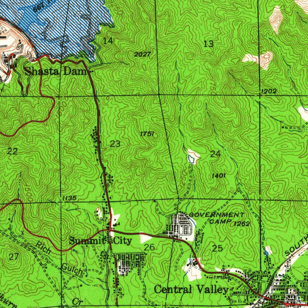 Redding, CA (1944, 62500-Scale) Map by United States Geological Survey ...
