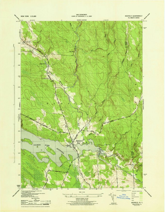 Redfield, NY (1943, 31680-Scale) Map by United States Geological Survey ...