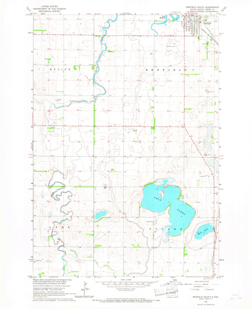 Redfield South, SD (1966, 24000-Scale) Map by United States Geological ...