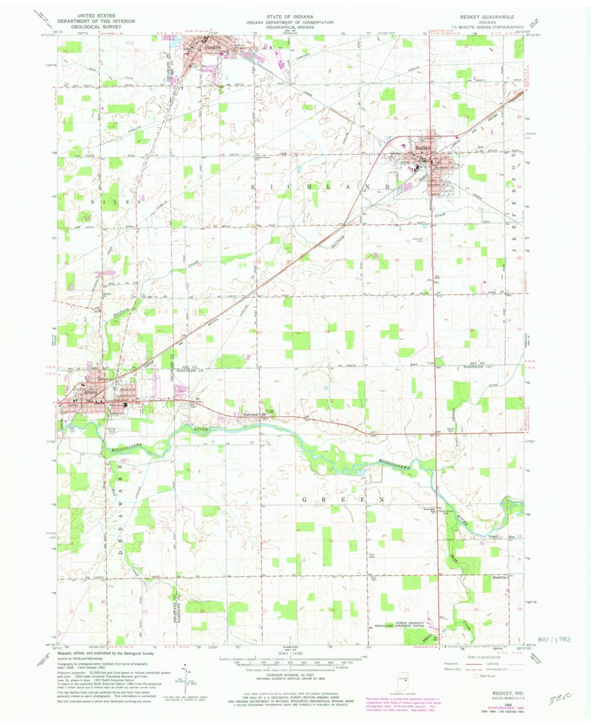 Redkey, IN (1960, 24000-Scale) Map by United States Geological Survey ...