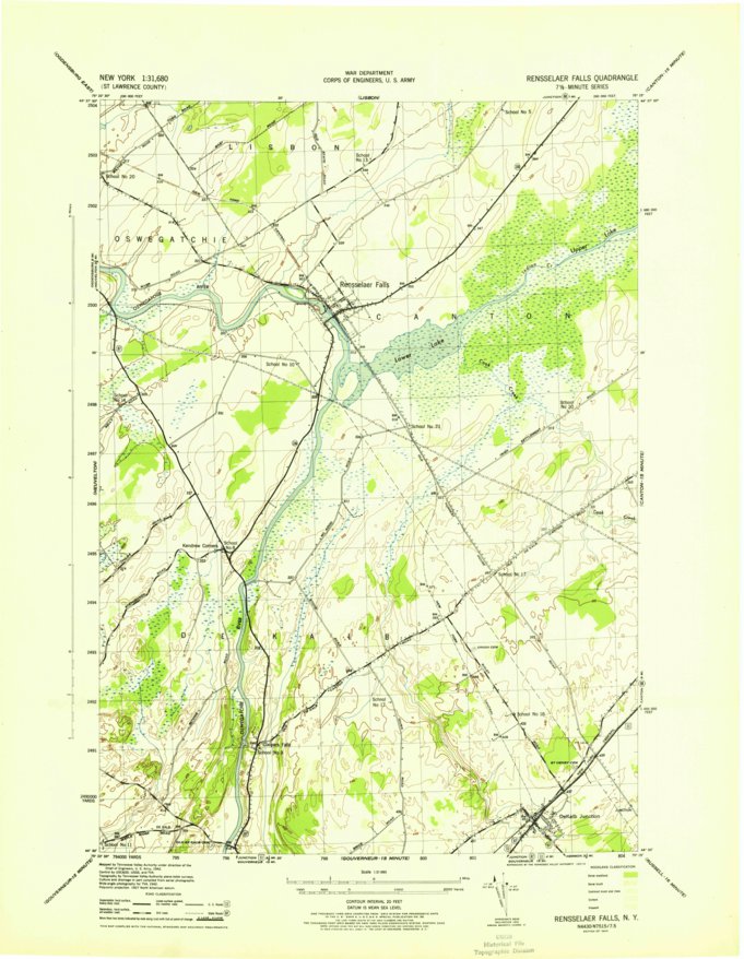 Rensselaer Falls, NY (1943, 31680-Scale) Map by United States ...