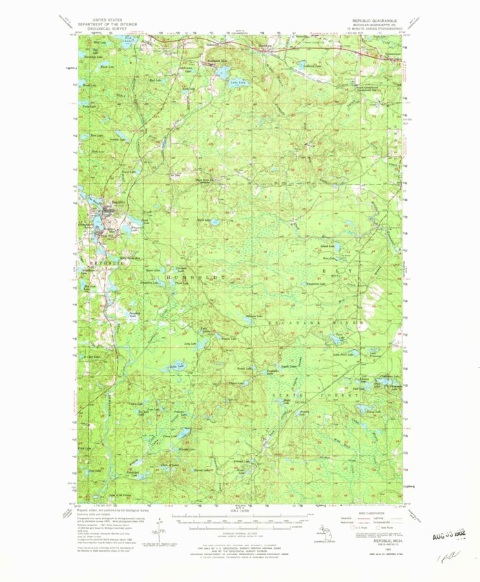 Republic, MI (1955, 62500-Scale) Map by United States Geological Survey ...