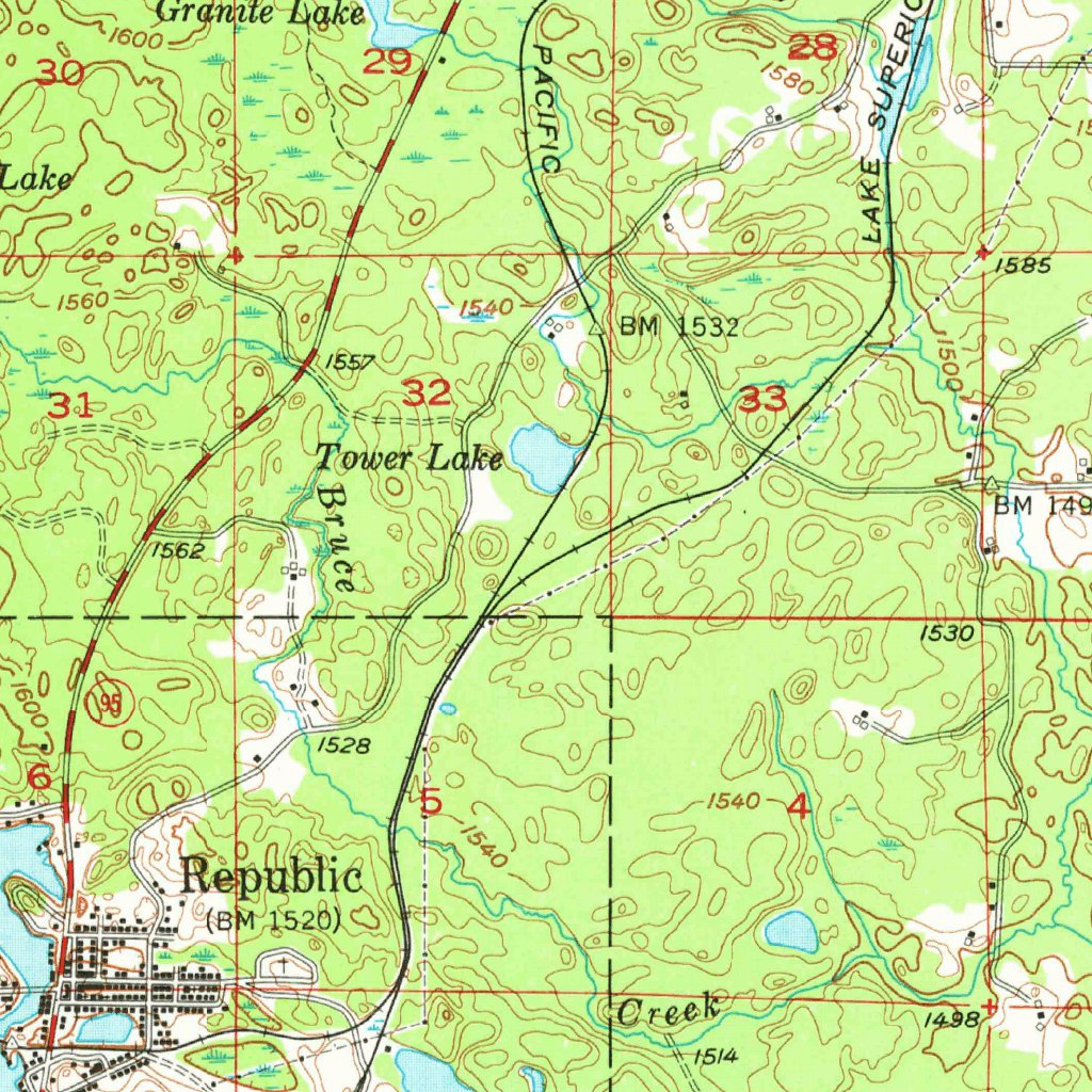 Republic, MI (1955, 62500-Scale) Map by United States Geological Survey ...