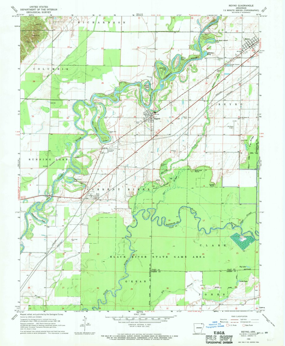 Reyno, AR (1968, 24000-Scale) Map by United States Geological Survey ...