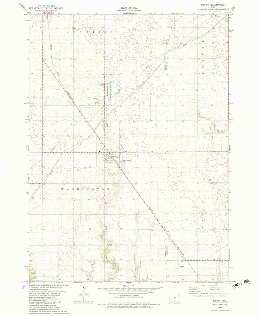 Rippey, IA (1982, 24000-Scale) Map by United States Geological Survey ...