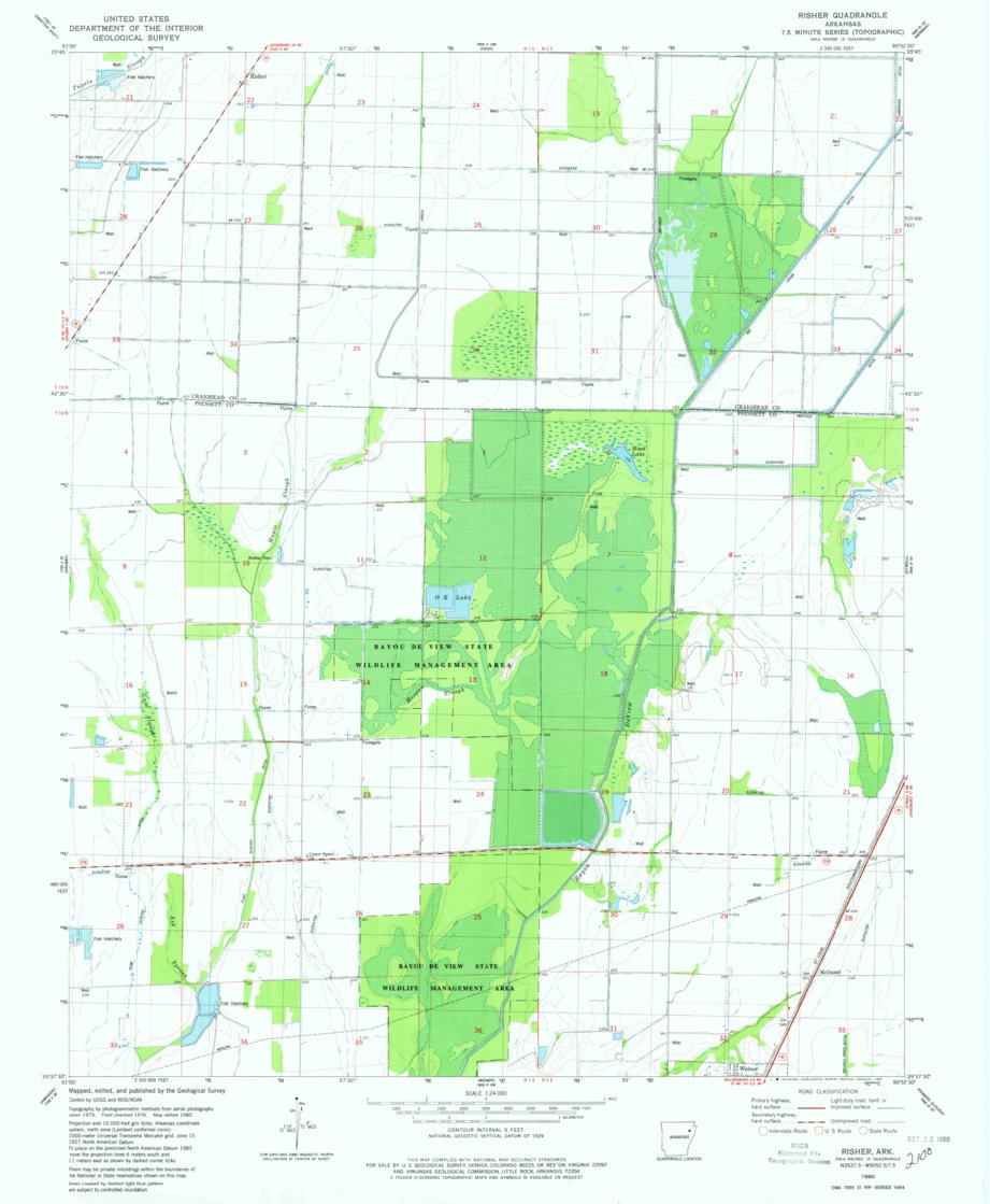 Risher, AR (1980, 24000-Scale) Map by United States Geological Survey ...
