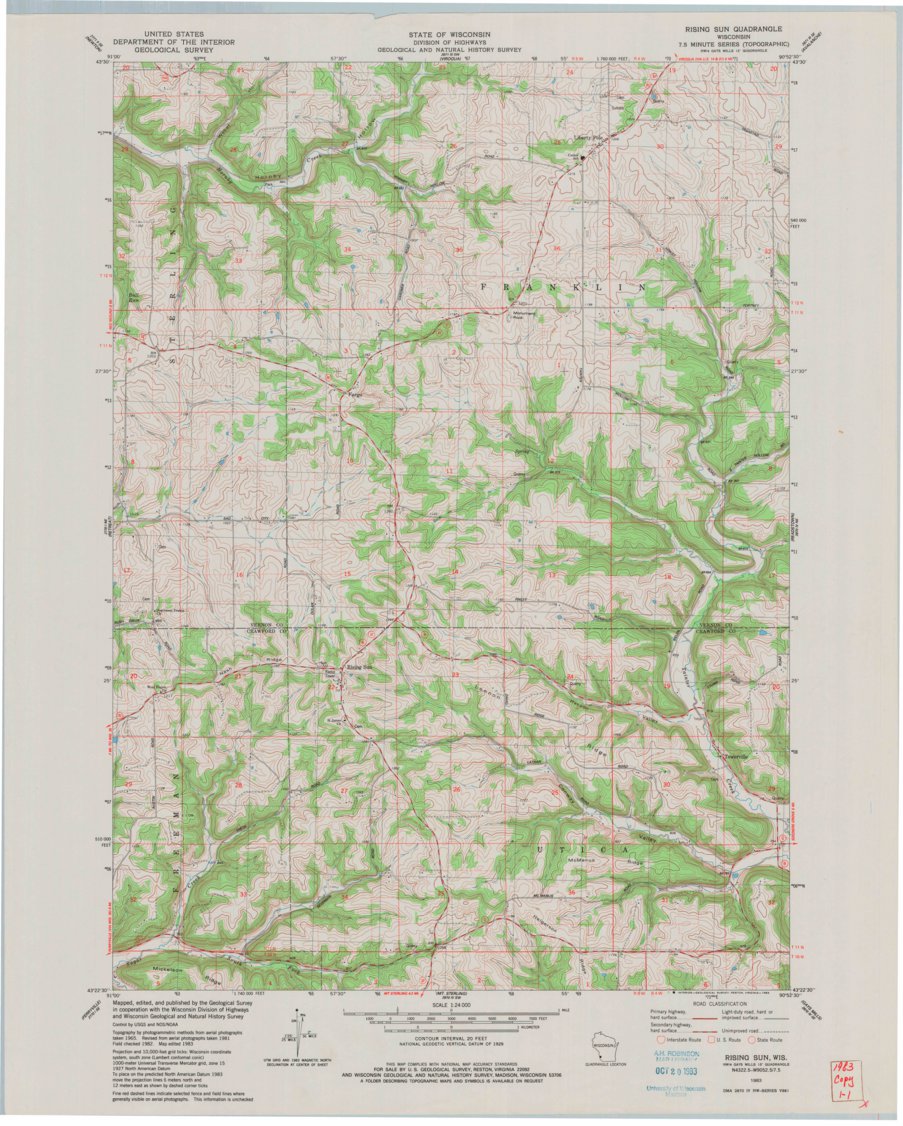 Rising Sun, WI (1983, 24000-Scale) Map by United States Geological ...