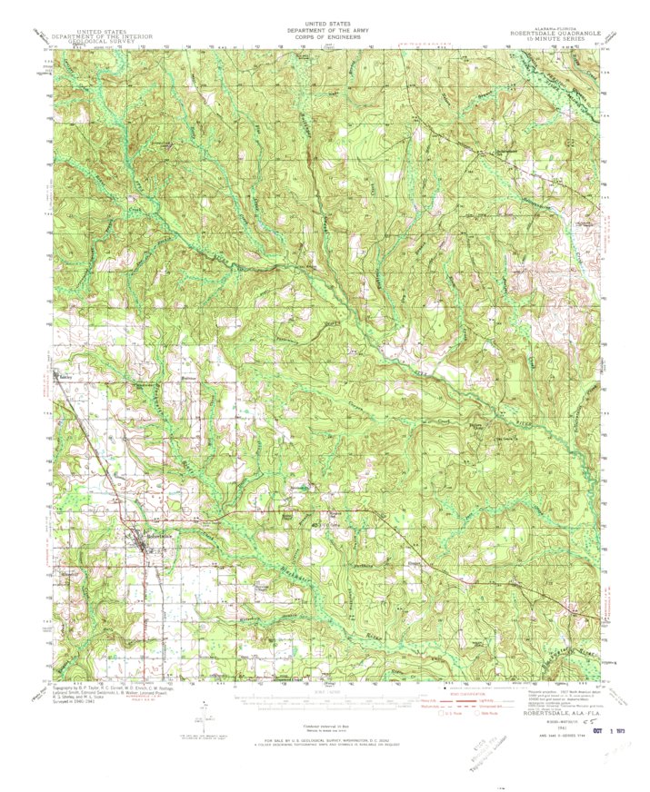 Robertsdale, AL-FL (1941, 62500-Scale) Map by United States Geological ...