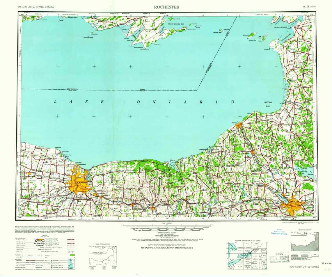 Rochester, NY (1960, 250000-Scale) Map by United States Geological ...