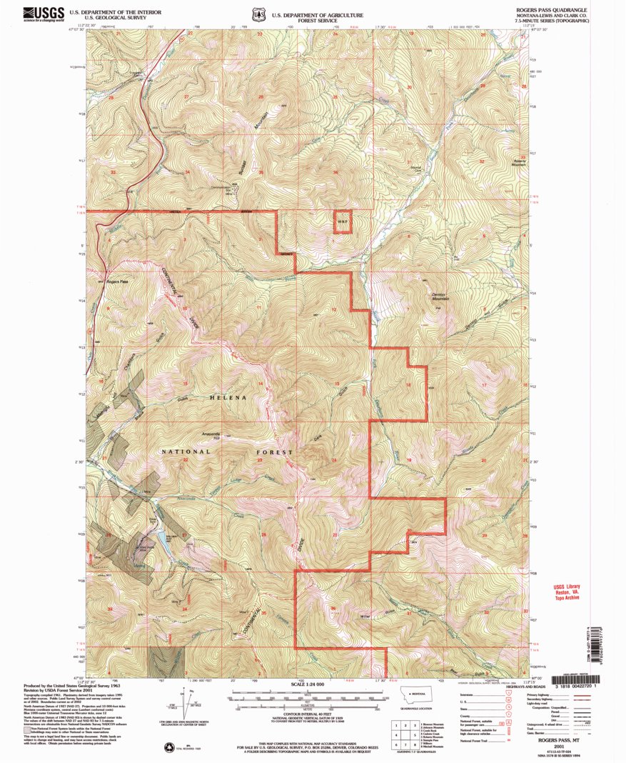 Rogers Pass, MT (2001, 24000-Scale) Map by United States Geological ...