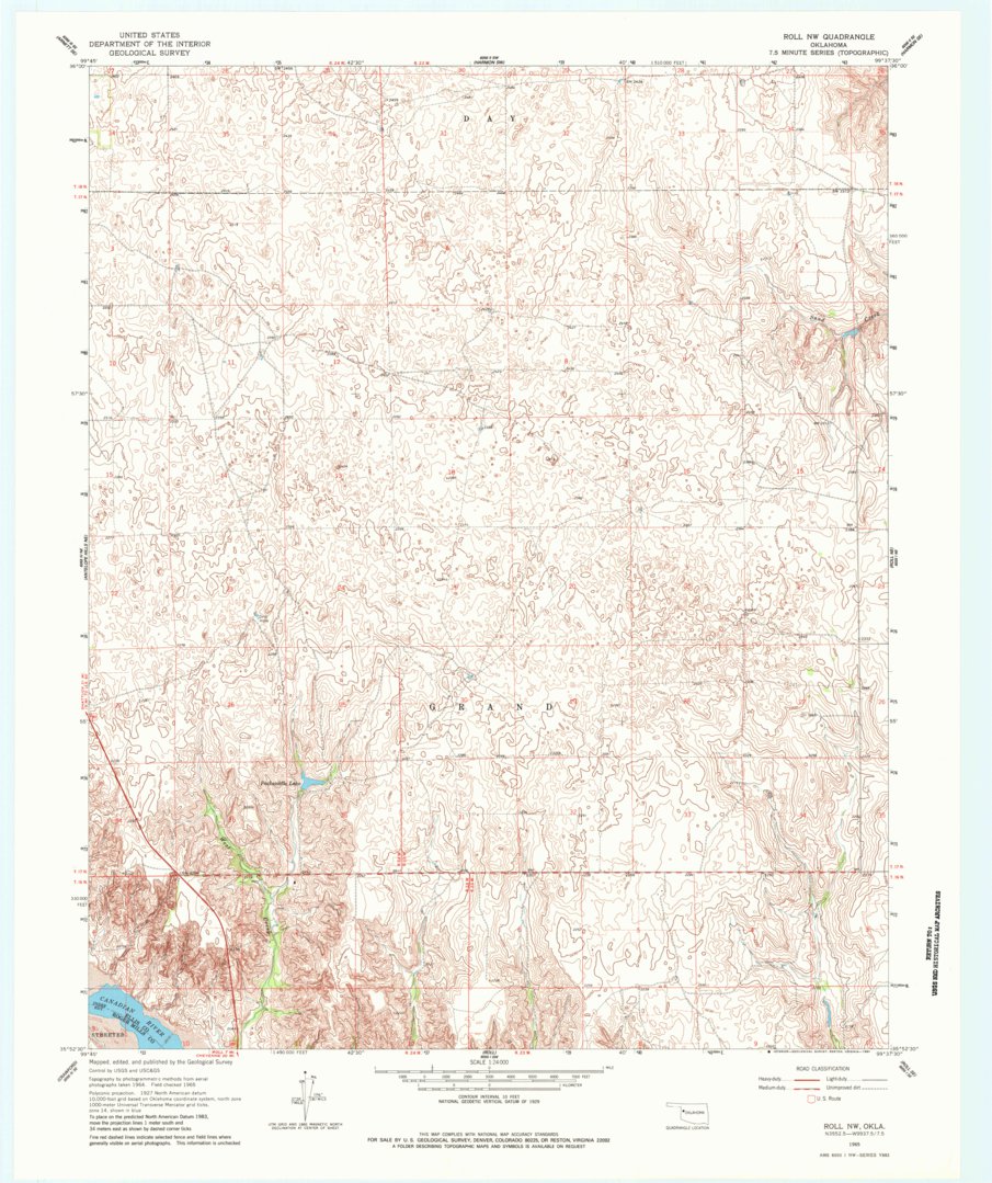 Roll NW, OK (1965, 24000-Scale) Map by United States Geological Survey ...