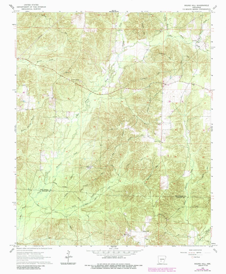 Round Hill, AR (1965, 24000-Scale) Map by United States Geological ...