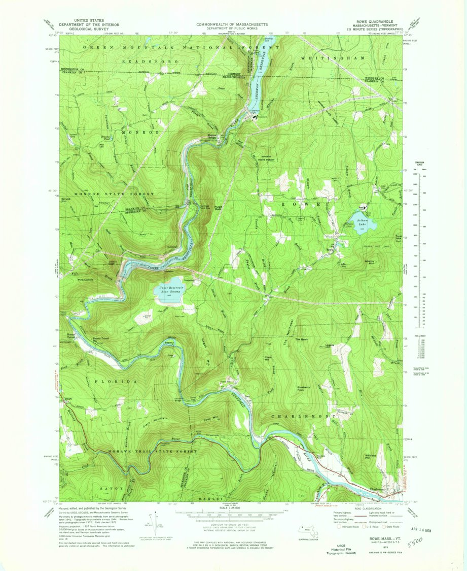 Rowe, MA-VT (1973, 25000-Scale) Map by United States Geological Survey ...