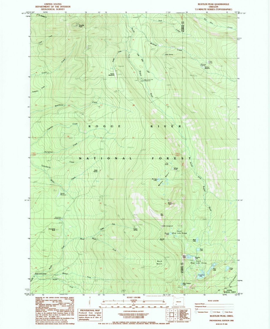 Rustler Peak, OR (1985, 24000-Scale) Map by United States Geological ...