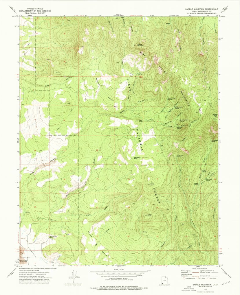 Saddle Mountain, UT (1972, 24000-Scale) Map by United States Geological ...