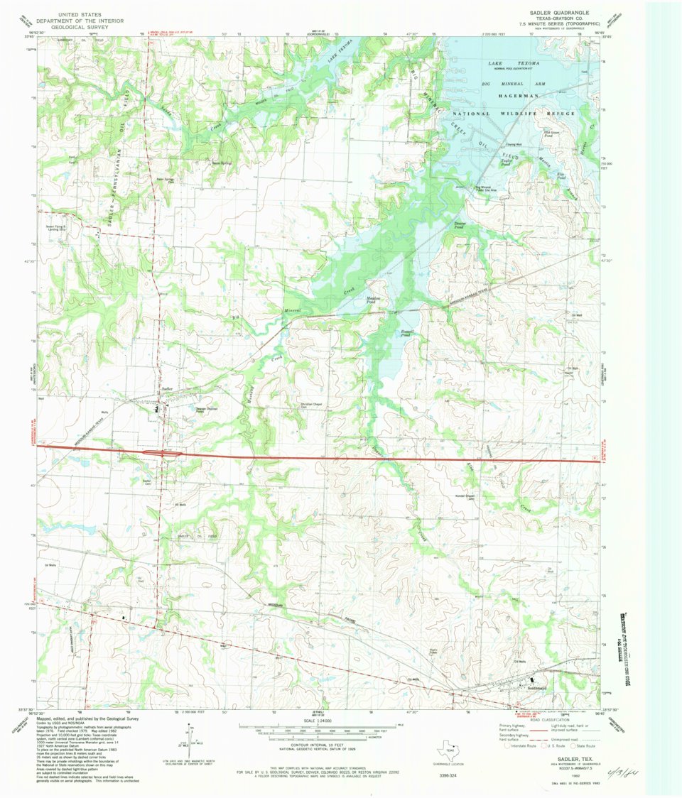 Sadler, TX (1982, 24000-Scale) Map by United States Geological Survey ...